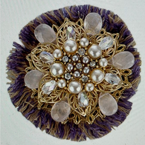 Lee Angel | Jewelry | Lee Angel Vintage Gold And Purple Fringed Pin ...
